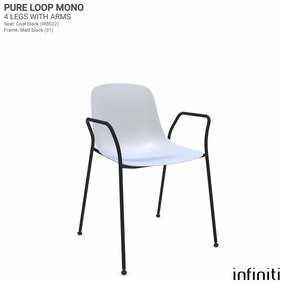 Židle Pure Loop Mono s opěradly Barva kovové konstrukce: Matt black 31, Barva sedáku a opěradla z recyklovaného plastu: white IS020