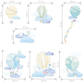 Nálepky na stěnu do dětského pokoje BALÓNY mátové