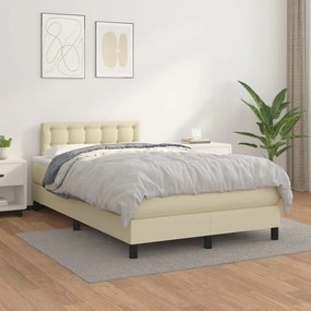 Box spring postel s matrací krémová 120x200 cm umělá kůže 3141115