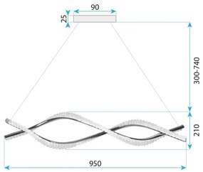 Toolight LED osvětlení s vlnitým tvarem G033-CP zlatá