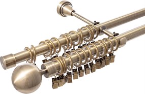 Dvojitá garnýž Elegant antique brass 240 cm