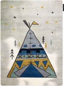 Detský kusový koberec Petit Tipi grey, 180x270, modrá, detská izba, Dywany Łuszczów