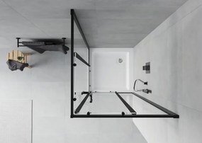 Mexen Rio čtvercový sprchový kout 70 x 70 cm, transparentní, černý + bílá sprchová vanička - 860-070-070-70-00-4510
