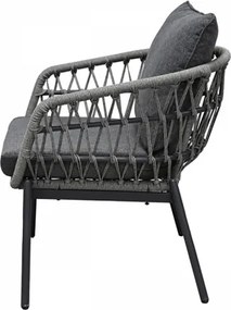 Zahradní set stůl 90x48 židle dvojkřeslo tmavě šedý antracitový ratan kov AZ-L1880 grey