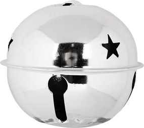 Stříbrná kovová vánoční ozdoba rolnička M - 9*9 cm