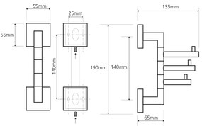 SAPHO XQ204 X-Square trojháček otočný, chrom