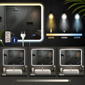 Koupelnové zrcadlo Jericho 60x80 s Bluetooth – čiré sklo