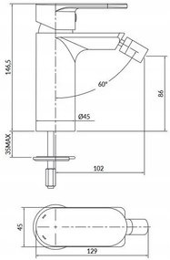 Cersanit Crea, stojánková bidetová baterie, nikl, S951-317