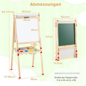 Costway Dřevěný umělecký stojan pro děti 3-in-1 Skládací oboustranný magnetický