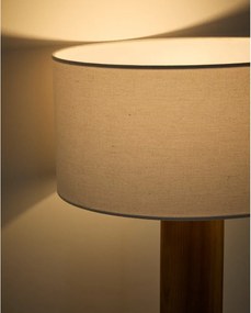 Bílá/hnědá stolní lampa z kaučukového dřeva s textilním stínidlem (výška 48 cm) Niani – Kave Home