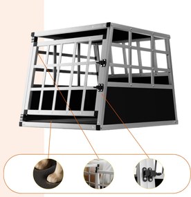 Přepravka pro psa BRUNO, 70x54x51cm, stříbrná/černá Cadoca