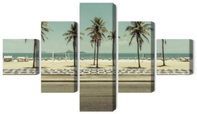 Vícedílný obraz Palmy Na Pláži Ipanema V Rio De Janeiru Nedostatek Nedostatek Přírodní plátno 150x90