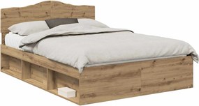 Rám postele Umělecký dub 150 x 200 cm Masivní borové dřevo 3412888