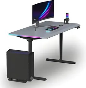 ULTRADESK Quest černá-šedá / Herní stůl / 140 x 70 x 72 - 120 cm / nas