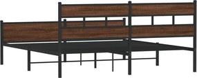 Kovový rám postele bez matrace hnědý dub 200 x 200 cm 3308520
