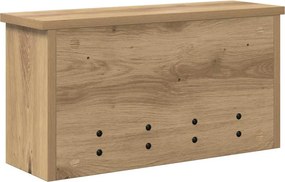 věšák, nástěnný, 3 poličky, háčky, kompozitní dřevo, 26x50x16 cm, dub artisan, Dekorino TK20260020