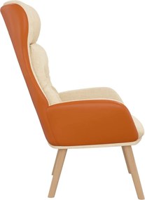 Relaxační křeslo krémové textil a PVC 341303