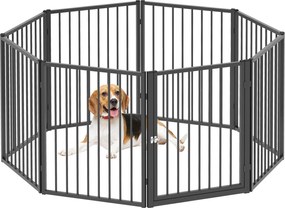 PawHut Psí Park Ohrady pro psy 8 panelů 60x76 cm pro malé a střední plemena, ocelový korál pro interiér i exteriér, černý | Aosom