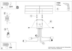 Sollux SL.1452 - Lustr na tyči NORAH 6xE27/15W/230V černá