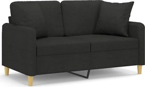 2místná pohovka s polštáři černá 120 cm textil 3200905