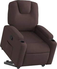 Zvedací polohovací křeslo tmavě hnědé textil 3204373