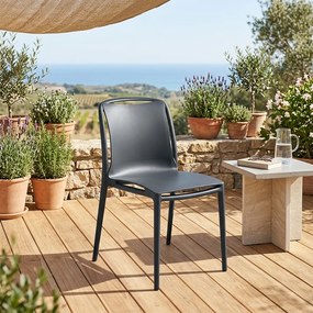 Kvalitní židle VELAIR tmavě šedá antracit | pro venkovní i vnitřní použití | plastová | stohovatelná | NOSNOST 130 kg | VYROBENO v ITÁLII