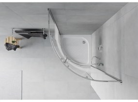 Mexen Rio půlkruhový sprchový kout 70 x 70 cm, Pruhy, Chromovaná + sprchová vanička Rio, Bílá - 863-070-070-01-20-4710