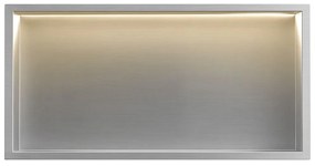 Rea Rea, LED polička na zapuštění 60x30x10 cm, 12W, 3000K, broušená ocel, REA-08544