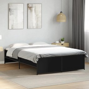 Rám postele černý 135 x 190 cm kompozitní dřevo a kov 3279902