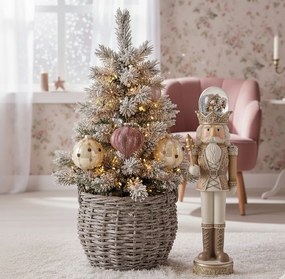 Béžová dekorace Louskáček Nutcracker s LED světýlky - 14*14*49 cm / 3*AA