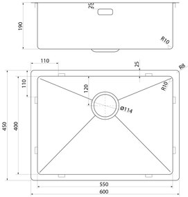 Sapho Sapho, ZENITH nerezový dřez 60x45cm, zlatá matná, ZN6045Z
