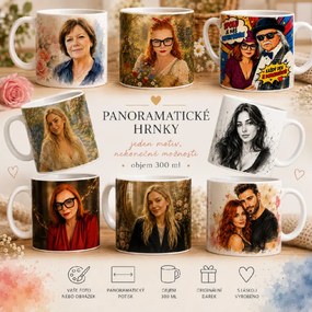 Hrnek s portrétem z vlastní fotografie – panoramatický potisk | 16 uměleckých stylů Styl portrétu:: Romantic Fine-Art