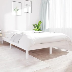 820582 vidaXL Rám postele bílý 135 x 190 cm Double masivní borové dřevo