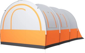 Stan Outsunny Tunnel pro 6 osob, s 2 pokoji, s držákem na lampu, skupinový stan s taškou, voděodolný rodinný stan 3000mm, pro zahradu a kempování, kré