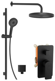kielle Vega - Sprchový set s baterií pod omítku, pro 2 spotřebiče, s příslušenstvím EcoSpare a tělesem, matná černá 20618SP24