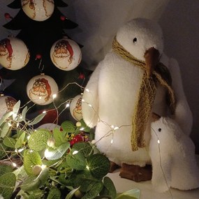 Dekorace tučňák plyšový rodinka 24 × 16 × 31 cm, polystyren, plyš, bílá