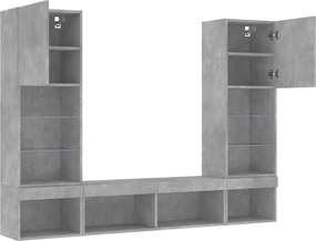 5dílná obývací stěna s LED betonově šedá kompozitní dřevo 3216693