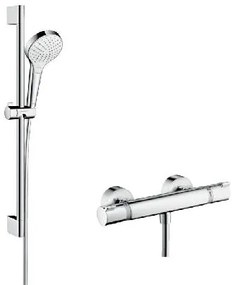 Hansgrohe Croma Select S - Sprchový set Vario s termostatem, 3 proudy, sprchová tyč 65 cm, bílá/chrom 27013400