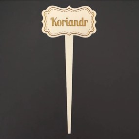 AMADEA Dřevěný zápich - cedulka na bylinky Koriandr, výška 20 cm, český výrobek