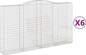 Klenuté gabionové koše 6 ks 400x50x220/240cm pozinkované železo 3147078
