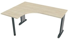 Stůl ergo oblouk pravý 160×120 cm - Hobis Flex FE 60 P Dekor stolové desky: akát, Barva nohou: černá