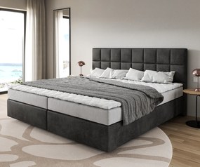 DELIFE Boxspring postel Dream-Fine mikrovlákno antracit vintage 200x200 cm Bonell matrace PU topper