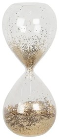 Skleněné přesýpací hodiny se zlatými flitry – 8x8x19 cm