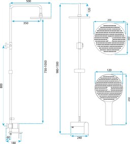 Rea Avalon, sprchová souprava s dešťovou hlavovou a ruční hlavicí, zlatá matná, REA-P2400