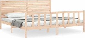 Rám postele s čelem Super King Size masivní dřevo 3193221