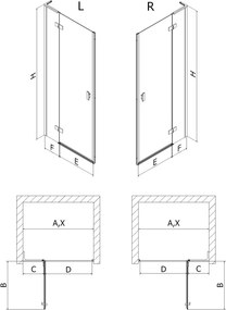 Mexen Mist-H L sprchové dveře otočné pravé 85 cm, průhledné, chrom - 8A5L-085-000-01-00-P