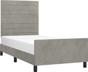 Rám postele bez matrace světle šedá 80 x 200 cm samet 3125782
