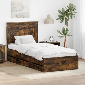 Rám postele s čelo Kouřový dub 90 x 200 cm Inženýrské dřevo 3410212