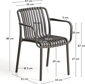 Tmavě šedá plastová zahradní židle Isabellini – Kave Home