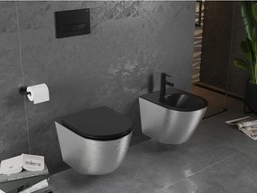 Mexen Lena, závěsný bidet 480x370x325 mm, černá matná - stříbrný vzor, 35224873